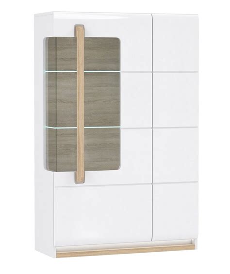 Newroom Vitrine Kendra Vitrine Sonoma Eiche Und Weiß Hochglanz Skandi