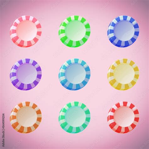 Set Of Nine Objects For Interface Design Bright Multi Colored
