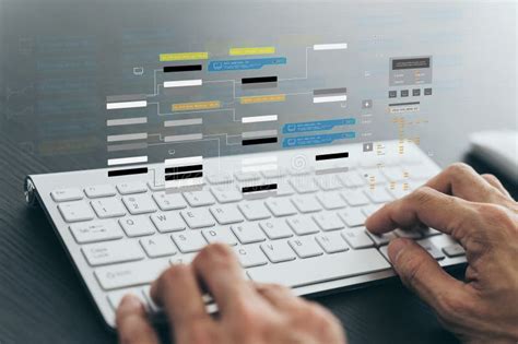 Engineer Working With Database For Digital Data Design Or Cyberspace Network And Connection