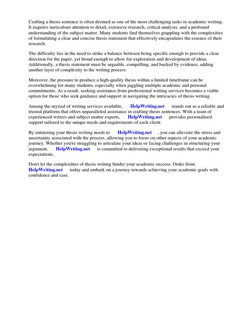 Thesis Sentence Writing Pdf Essays Thesis