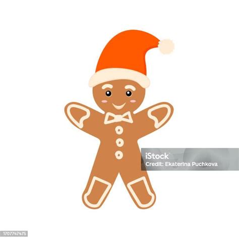 빨간 모자를 쓴 진저브레드 남자는 흰색 배경에 격리되어 있다 0명에 대한 스톡 벡터 아트 및 기타 이미지 0명 개체 그룹 겨우살이과 Istock