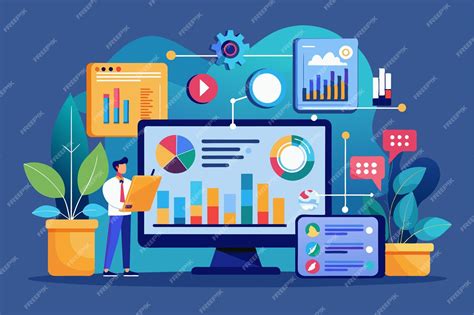 A Professional Analyses Data On A Large Screen Surrounded By Charts