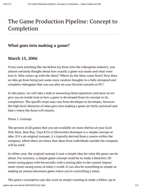 The Game Production Pipeline Concept To Completion What Goes Into