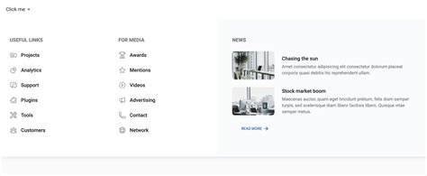 6 free mega menu sections templates for tailwind css
