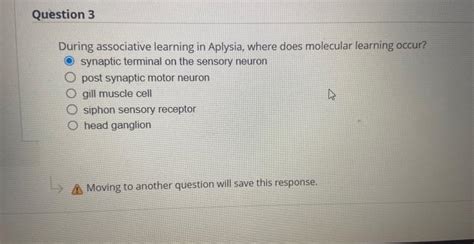 During Associative Learning In Aplysia Where Does