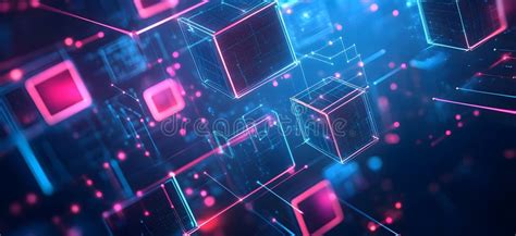Abstract Digital Network Of Interconnected Glowing Cubes Stock Illustration Illustration Of