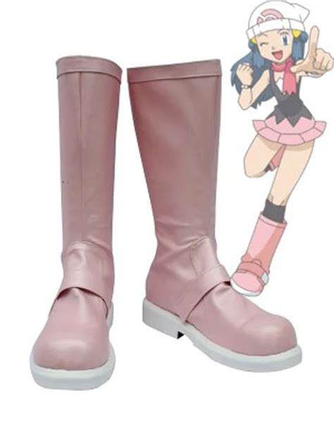 Pokemon Dawn Cosplay Shoes Boots For Adult Womens Anime Party Cosplay