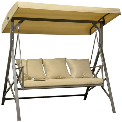 Coolshark 3 Person Porch Swing Chair With Stand Outdoor Metal Patio
