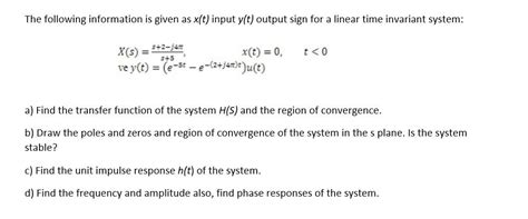 solved the following information is given as x t input y t