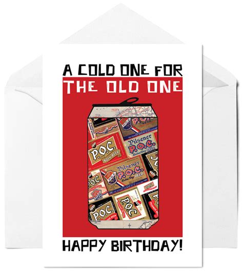 Cold One For The Old One Funny Birthday Card Paper Cutz Vintage