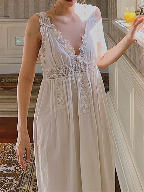 French Vintage Princess Goddess Sexy Nightgowns Summer Sexy Embroidery
