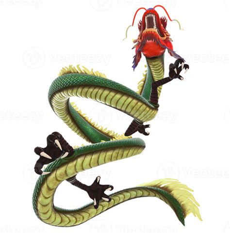 Free dragón chino de renderizado d aislado sobre fondo transparente vista inferior