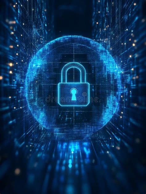 Digital Padlock Protecting Data Flowing In Cyberspace Stock Illustration Illustration Of