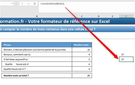 Comment Compter Le Nombre De Mots Contenus Dans Une Cellule Excel Excel Formation
