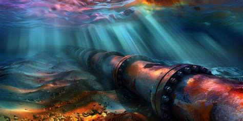 3d Digital Art Depicting Risks Of Underwater Gas Pipeline Sabotage And