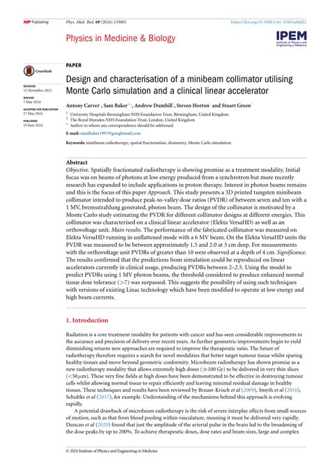 Design And Characterisation Of A Minibeam Collimator Utilising Monte Carlo Simulation And A