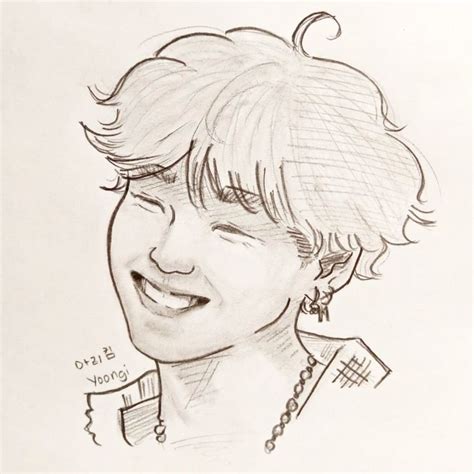 Yoongi S Gummy Smile Sketches Face Illustration Portrait Sketches