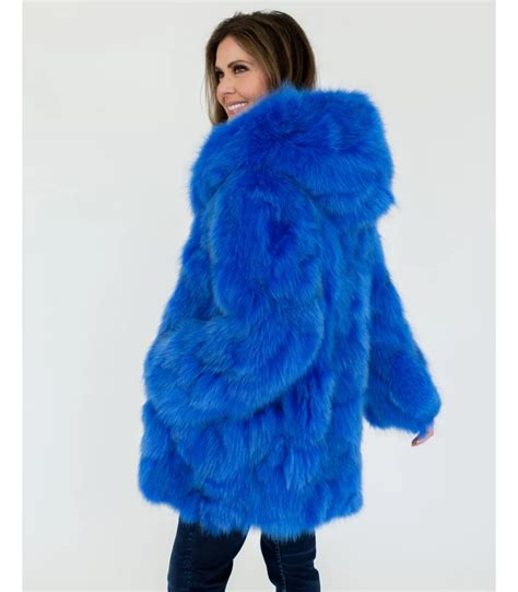 Blue Fox Fur Coat At