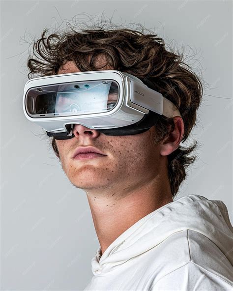 A Man Wearing A Pair Of Virtual Reality Glasses Premium Ai Generated