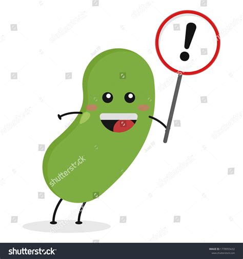 Cute Flat Cartoon Green Bean Holding Stock Vector Royalty Free