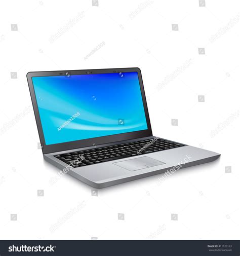 Image Laptop Blue Screen On White Stock Vector Royalty Free Shutterstock
