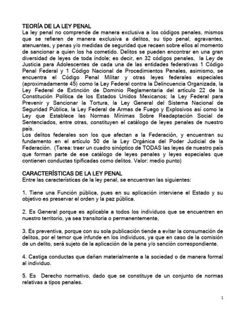 Apunte 5 Fundamentos De Derecho Penal Teoría De La Ley Penal 2020 2