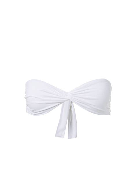Lyon White High Waisted Bandeau Bikini Top