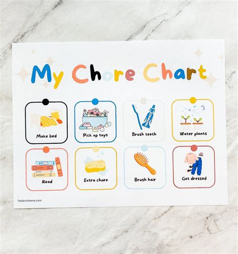 Picture Chore Chart For Preschoolers Free Printable Fox Farm Home
