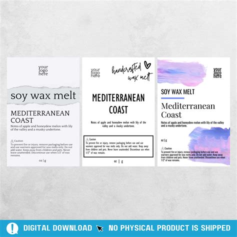 Custom Wax Melt Clamshell Label Canva Template Editable Soy Wax