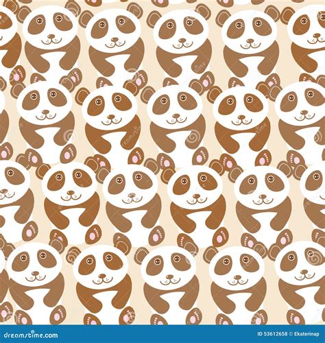 Grappige Leuke Panda Naadloze Achtergrond Patroon Vector Vector Illustratie Illustration Of