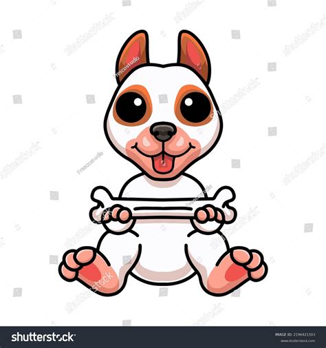 Cute Bully Kutta Cartoon Holding Bone Stock Vector Royalty Free