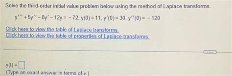 Solved Solve The Third Order Initial Value Problem Below