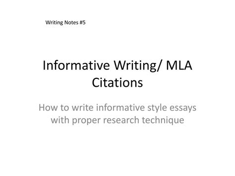 PPT Informative Writing MLA Citations PowerPoint Presentation Free Download ID