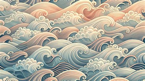 Intricate Ocean Wave Pattern An Artistic Design Featuring Curving Lines And Swirling Foam