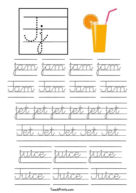 9 Cursive J Tracing Worksheets Free Printables Teach Prints