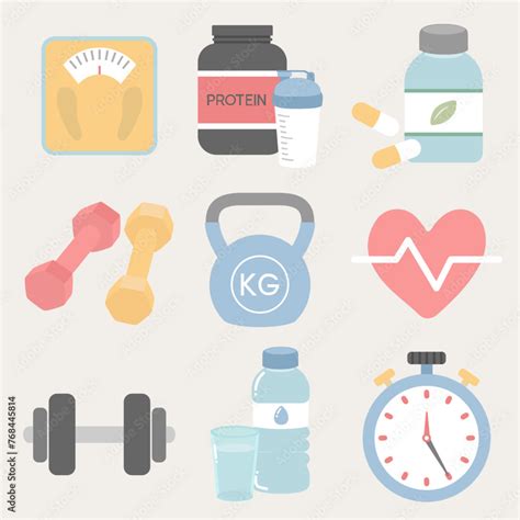 피트니스 일러스트 벡터 이미지 세트 Stock Vector Adobe Stock