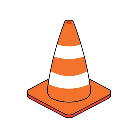 Traffic Cone Icon Clipart With Black Line In Animated Cartoon Vector