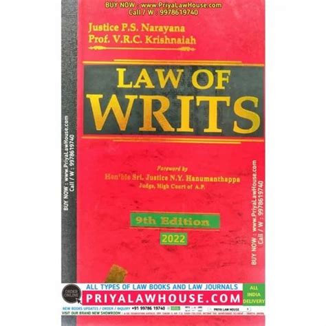 Law Of Writs Justice P S Narayana 9th Edn 2022 Asia Law House At