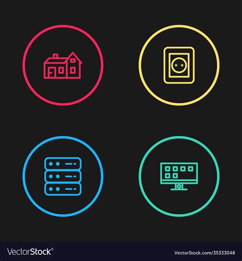 Set Line Server Data Web Hosting Smart Tv Vector Image