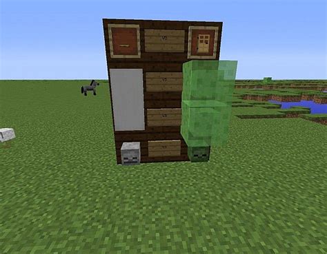 Zombie Vs Skeleton Banner Vs Slime Block Trapdoor Vs Door
