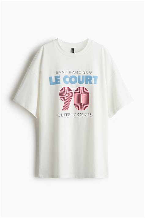 Oversized T Shirt With Motif Whitele Court Ladies Handm Us