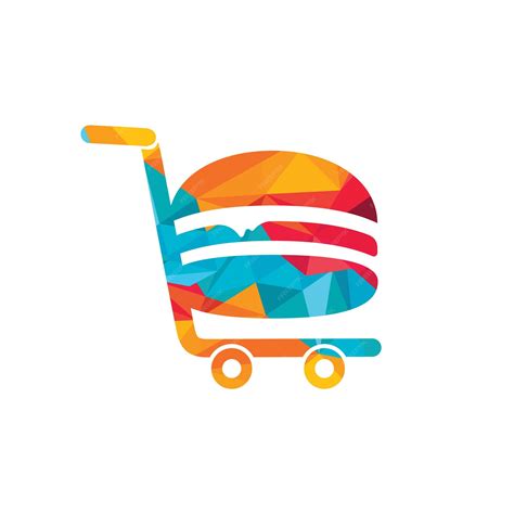 Premium Vector Burger And Grocery Trolley Logo Design