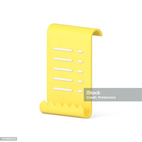 영수증 청구서 총 송장 회계 은행 거래 용지 문서 노란색 3d 아이콘 벡터 3차원 형태에 대한 스톡 벡터 아트 및 기타 이미지 3차원 형태 가격 공란 Istock