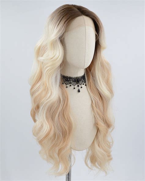 Ombre Blonde Wavy Synthetic Lace Front Wig Ww656 Weekendwigs
