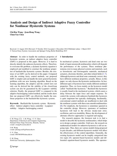 pdf analysis and design of indirect adaptive fuzzy controller for