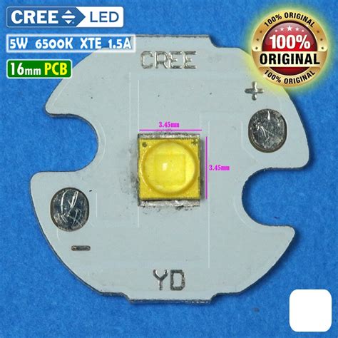 Jual CREE 5W XT-E Putih 6500K XTE White Mata Led Sorot Tembak 16mm 1.5A ...