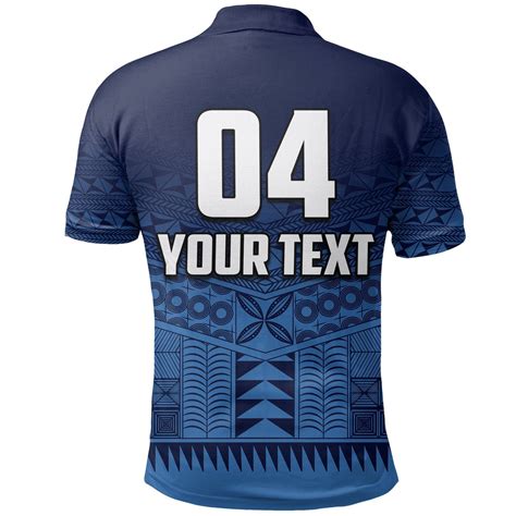 Custom Text And Number Niue Rugby Polo Shirt Blue Aljaira
