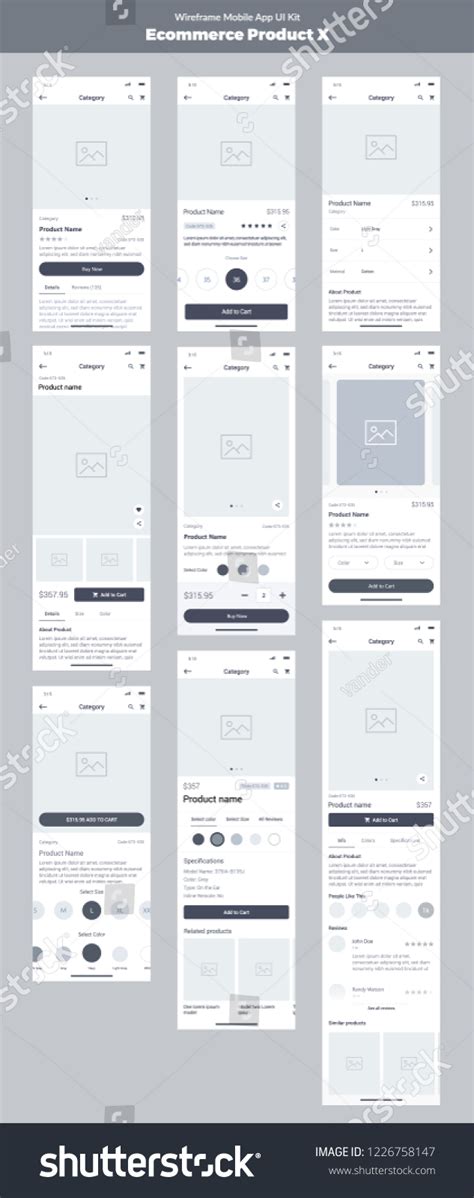 Wireframe Kit Mobile Phone Mobile App Stock Vector Royalty Free 1226758147