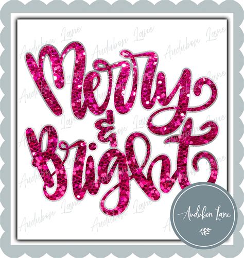 Merry And Bright Pink Faux Glitter Santa Print Ready To Press Dtf Tran