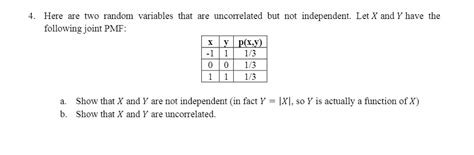 Solved Here Are Two Random Variables That Are Uncorrelated
